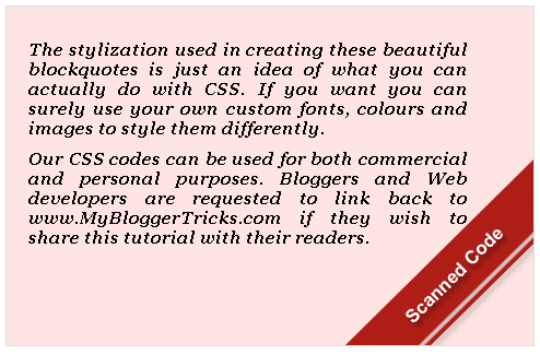 Stylish Blockquote For Blogger With The Help of CSS .:: My Blogger Trick
